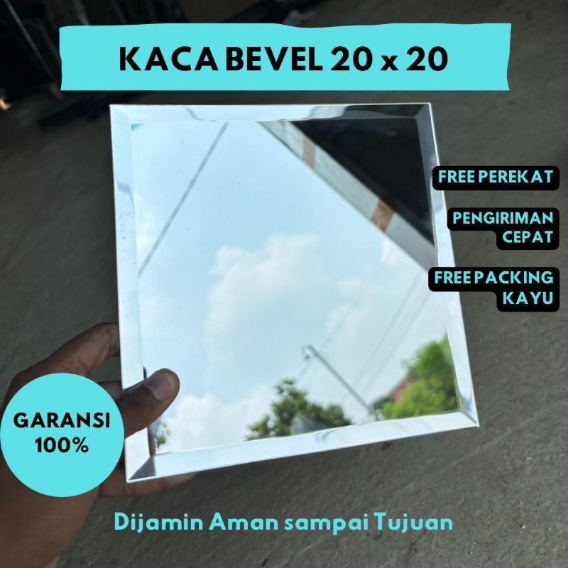 Jual kaca bevel ukuran 20 x 20 cm tebal 3mm kaca cermin bevel kada ...
