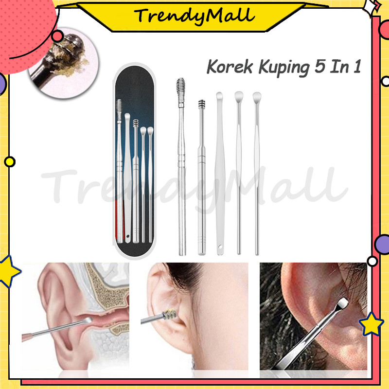 Jual Alat Pembersih telinga 1 Set isi 5pcs /Stainless steel besi earwax ...