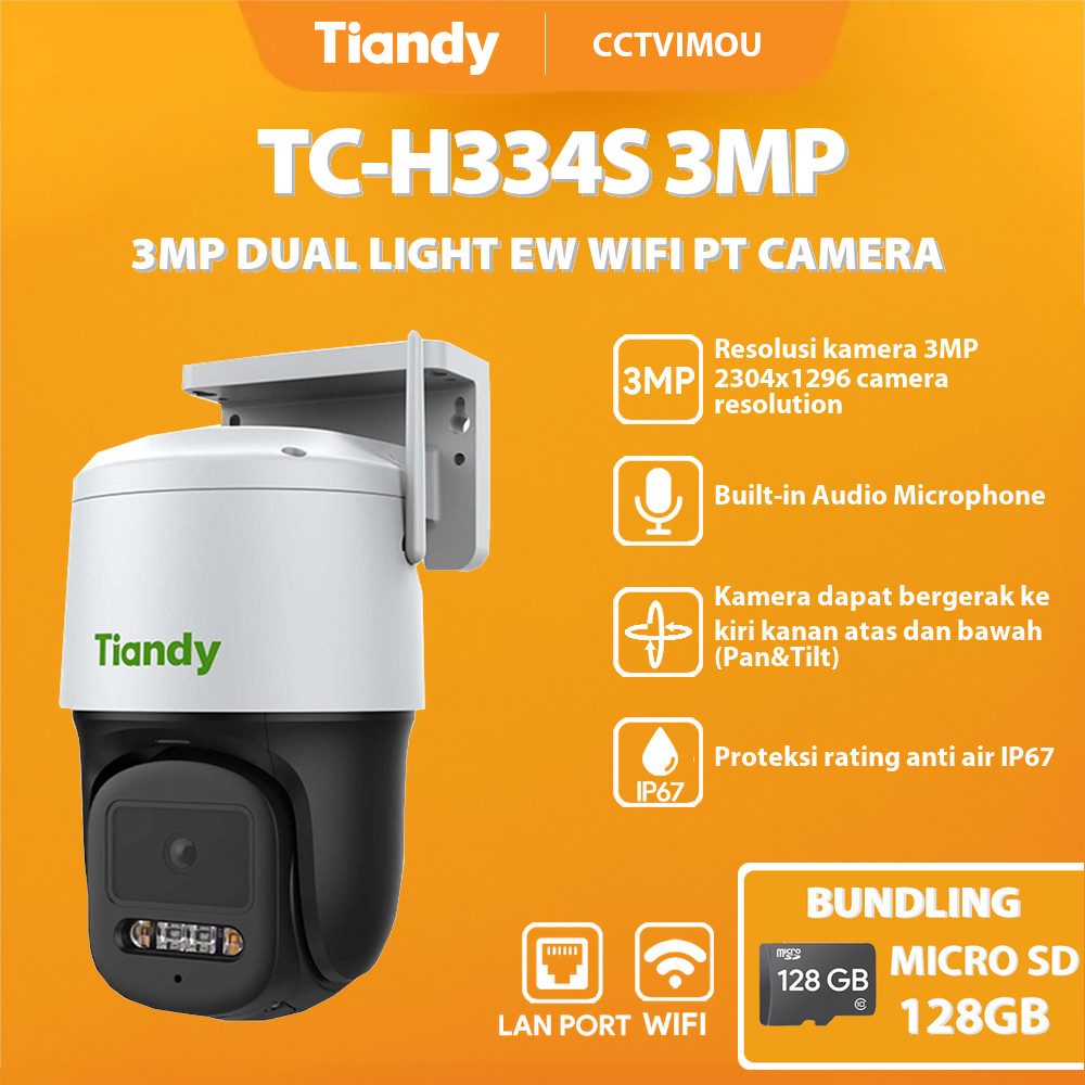 Jual TIANDY TC-H334S 3MP 2K DUAL LIGHT EW PAN TILT OUTDOOR WIFI CAMERA ...