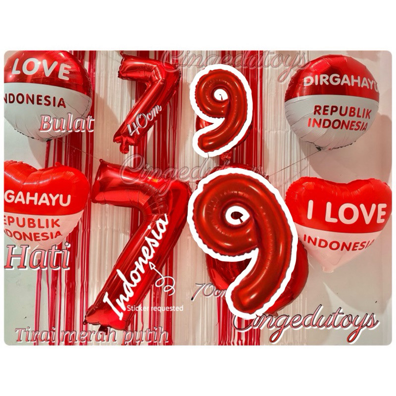 Jual Balon angka HUT RI 79 merah putih gold silver JUMBO | Shopee Indonesia
