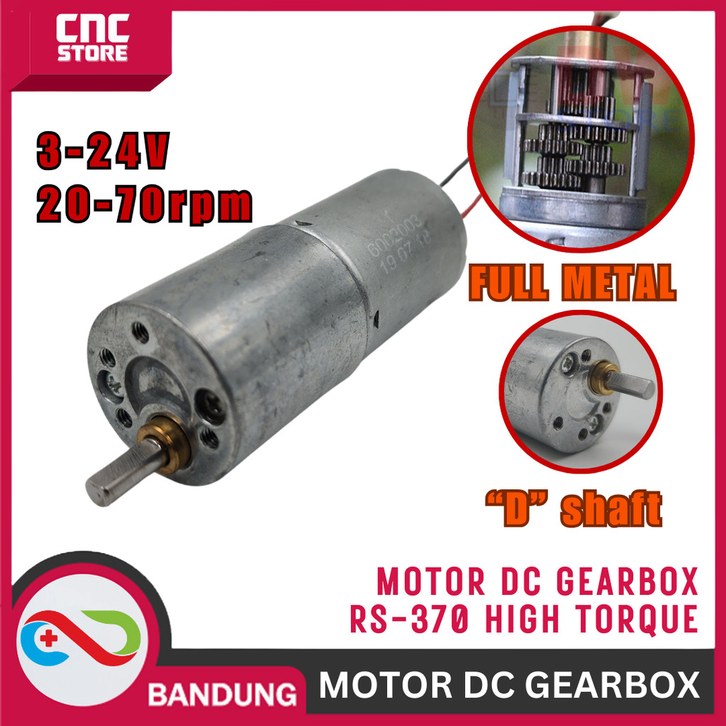 Jual GearBox Motor DC Gear Box High Torque ZGB25B 370 370 RS-370 Dinamo ...