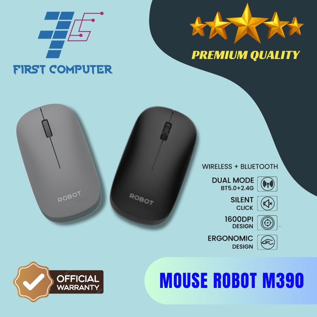 Jual Mouse Wireless + Bluetooth ROBOT M390 Silent Click Garansi Resmi | Shopee Indonesia