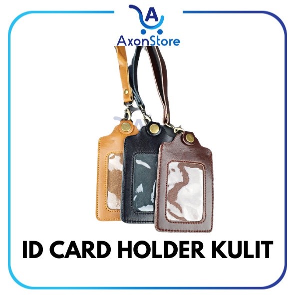 Jual KULIT ASLI Gantungan ID Card Holder Name Tag Kalung Sapi Leather ...