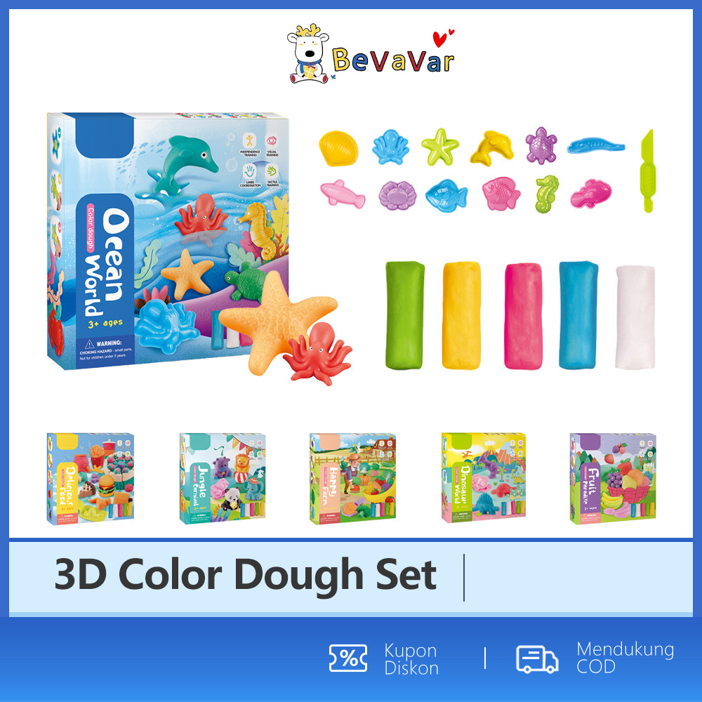 Jual BEVAVAR 3D Play Dough Box Mainan Anak Color Dough Set | Shopee ...