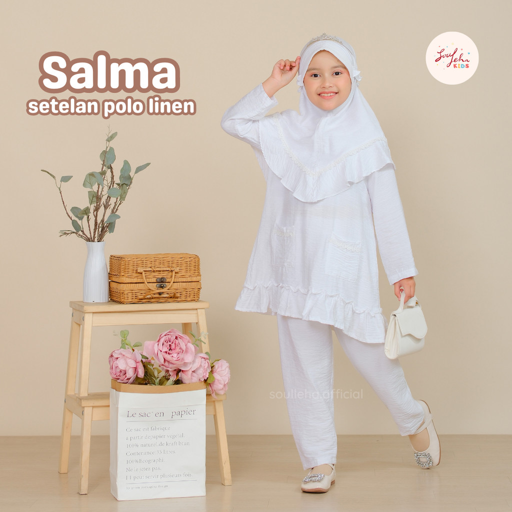 Jual Soulleha Setelan Celana Putih Manasik Anak TK Katun Polo Linen Premium 1-11 Tahun | Shopee ...