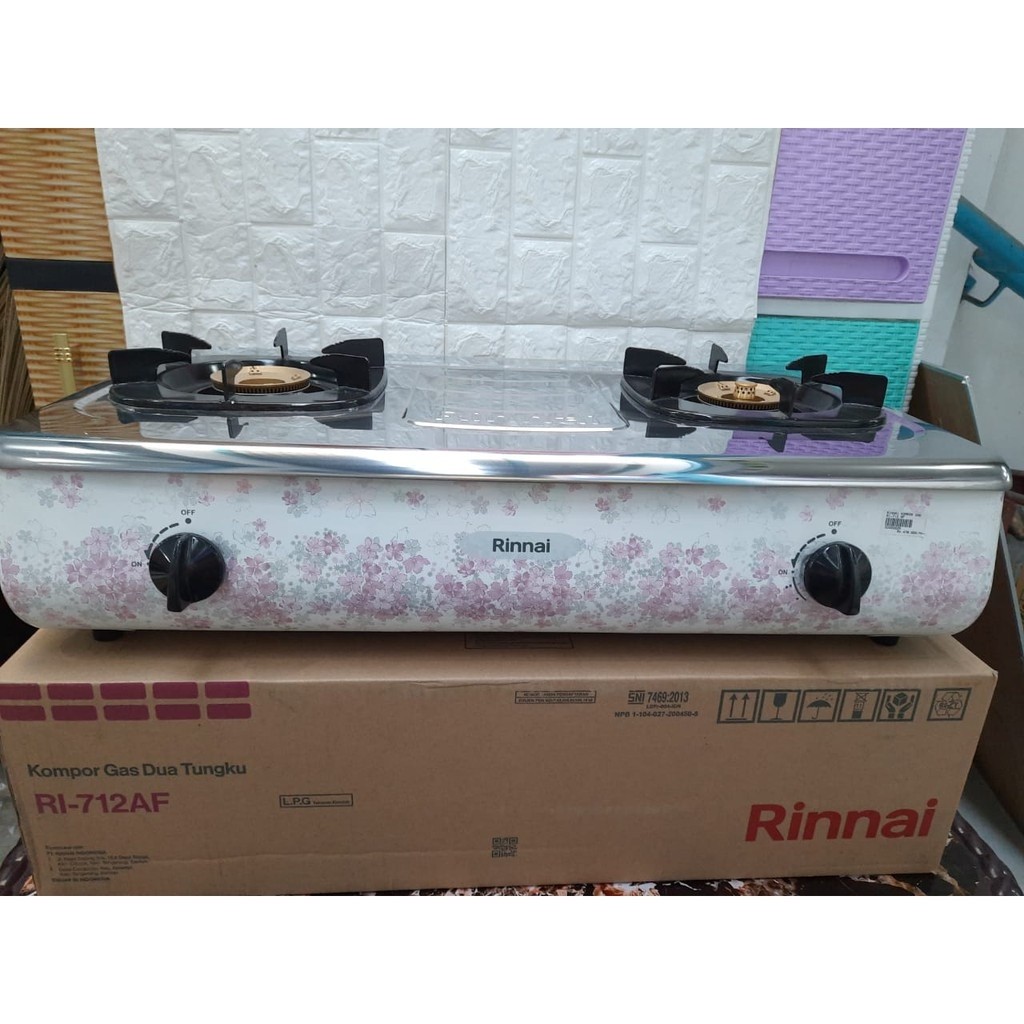 Jual Kompor Gas Rinnai RI 712AF 2 Tungku Motif Sakura Stainless Steel ...