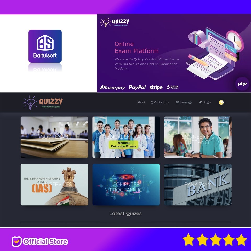 Jual SOURCE CODE APLIKASI QUIZZY ONLINE EXAMINATION PLATFORM | Shopee Indonesia