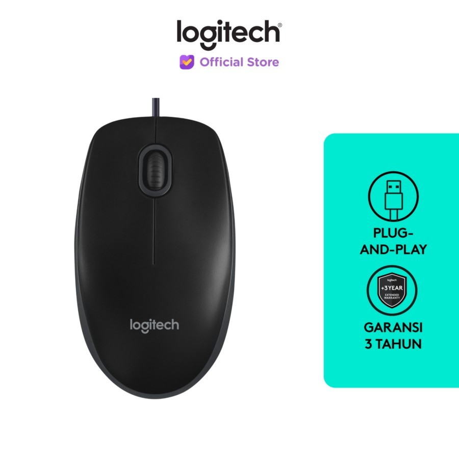 Jual MOUSE KABEL WIRED USB OPTICAL B100 PREMIUM HIGH QUALITY / SESUAI ...