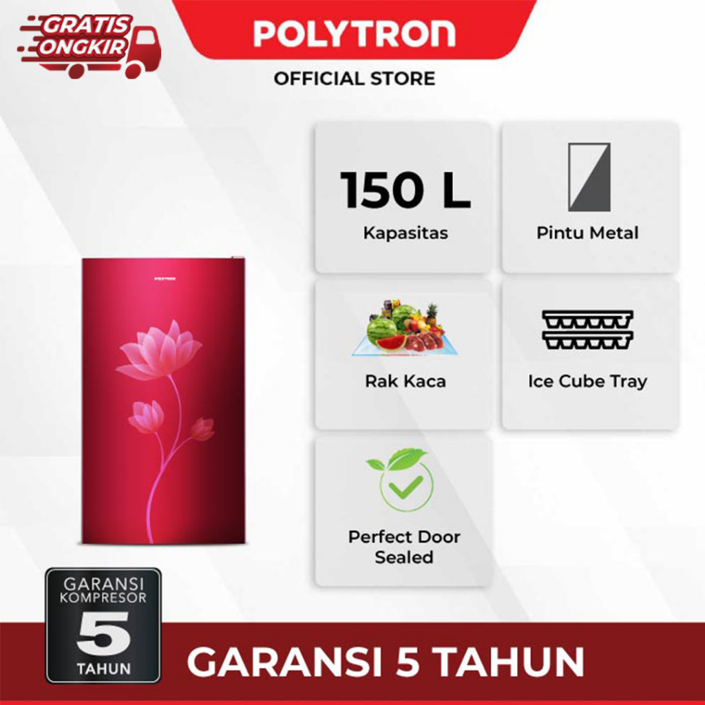 Jual POLYTRON Kulkas 1 Pintu Metallic 150 Liter PRB 159R | Shopee Indonesia