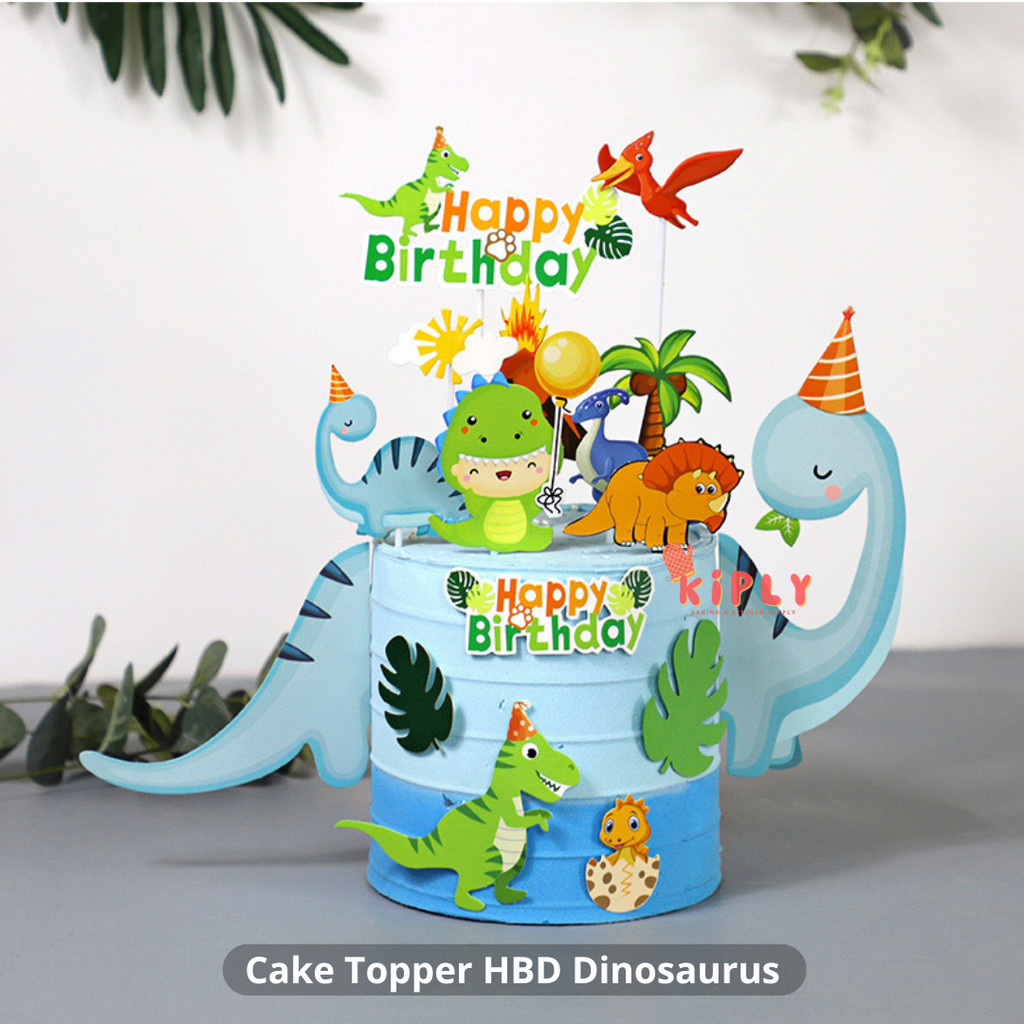 Jual Cake Topper HBD Dinosaurus/Topper Tema Dinosaurus/Dekorasi Pesta ...
