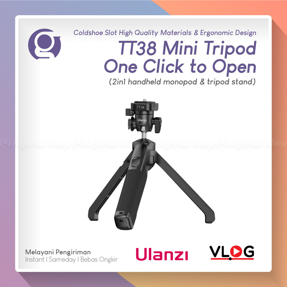 Jual ULANZI TT38 One Click Open Grip Tripod Vlog Portable on Top Handle / Mantis / Other Mode ...