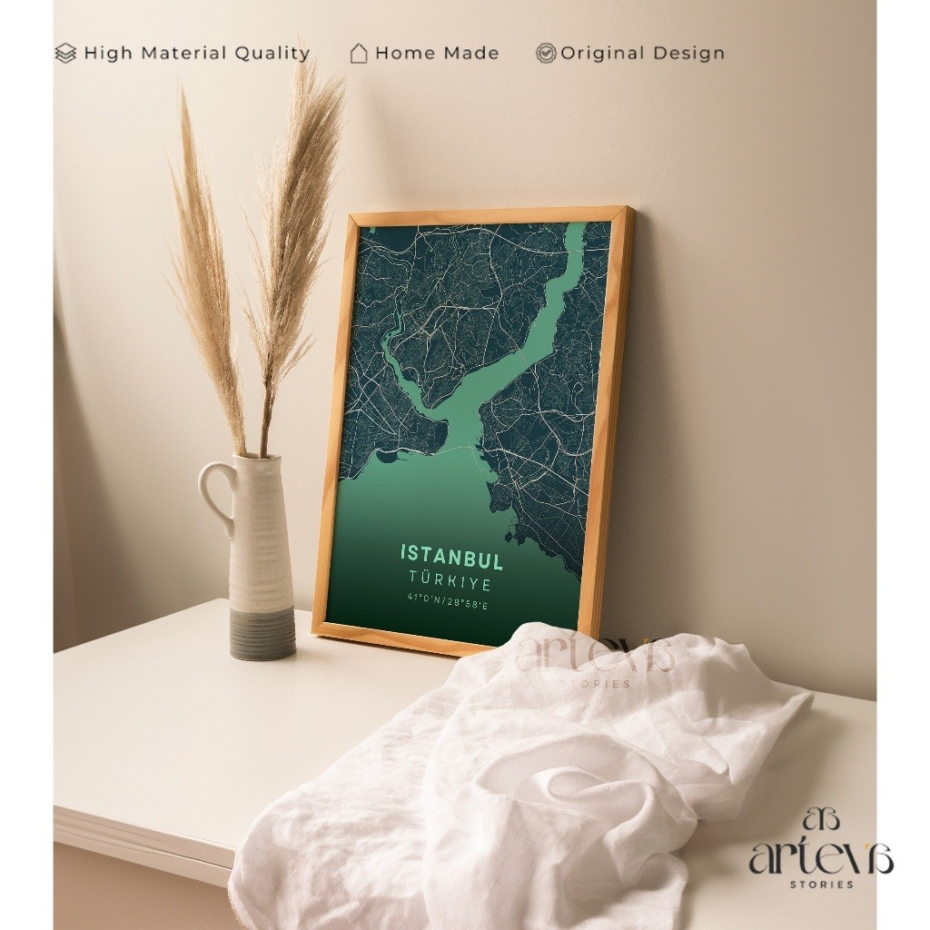Jual Peta Modern Kota Istanbul Turkey - Hiasan Dinding Warna Deep ...