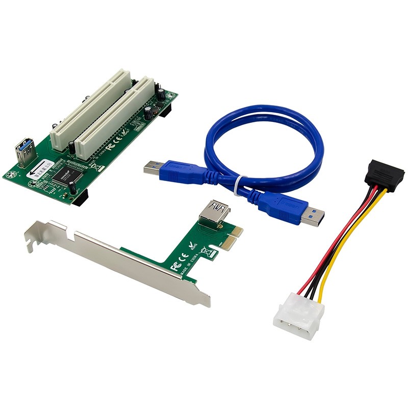 Jual PCI Express To Dual PCI Adapter Card Pcie X1 To Router Tow 2 PCI Slot Riser Card 2.5Gbps ...