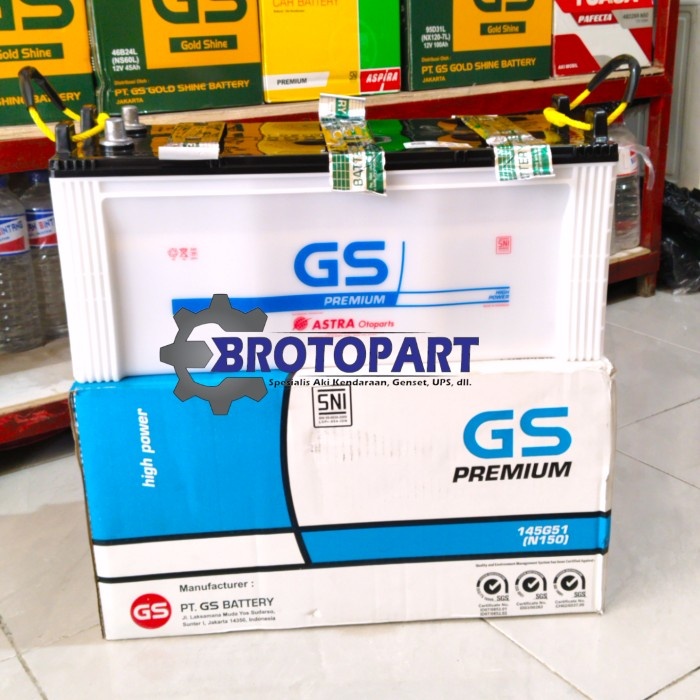 Jual Aki GS ASTRA PREMIUM N150 145G51 Accu Basah Mobil dan Genset 12v 150Ah | Shopee Indonesia