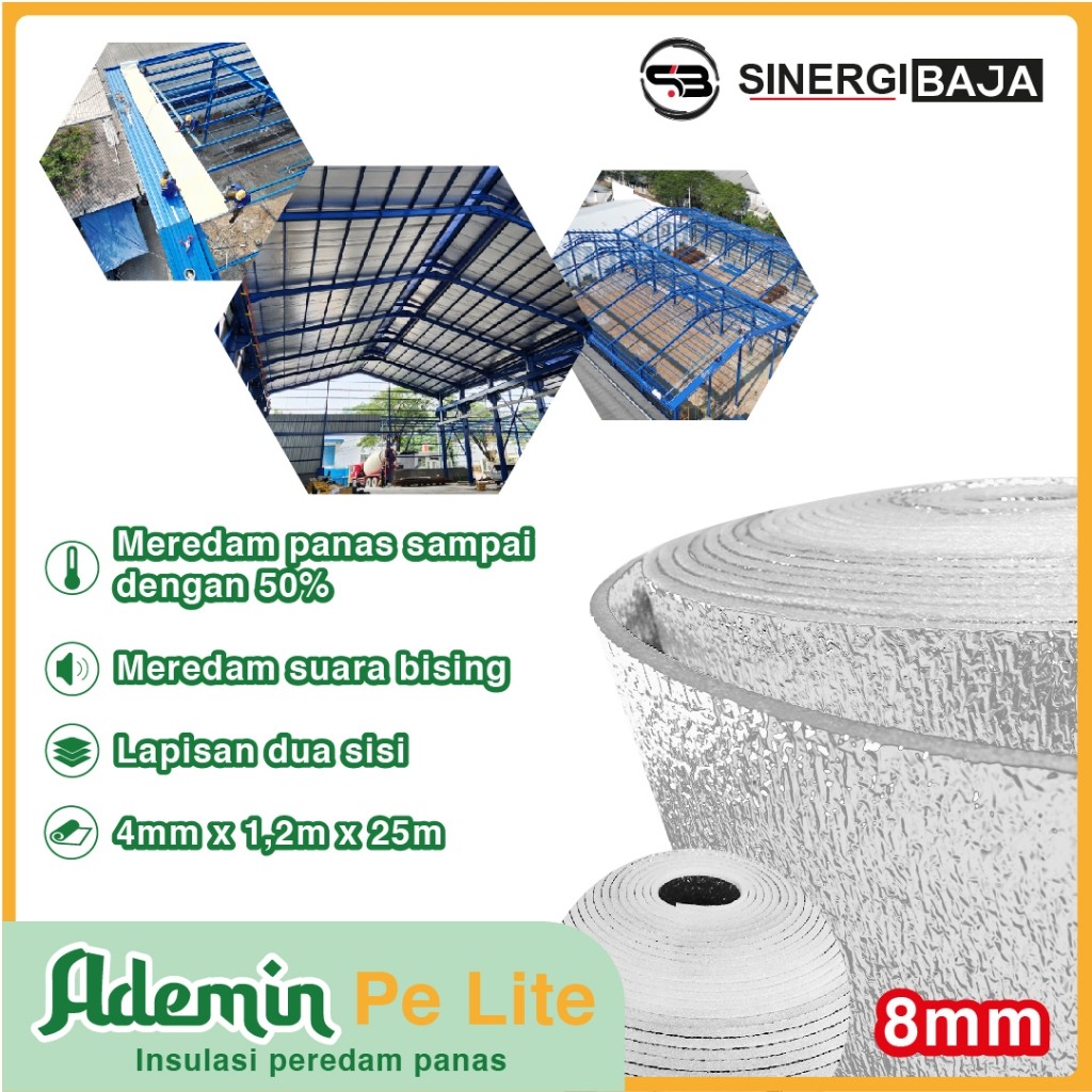 Jual Aluminium Pe-Foam Insulasi Atap Peredam Panas Ademin 8mm | Shopee ...
