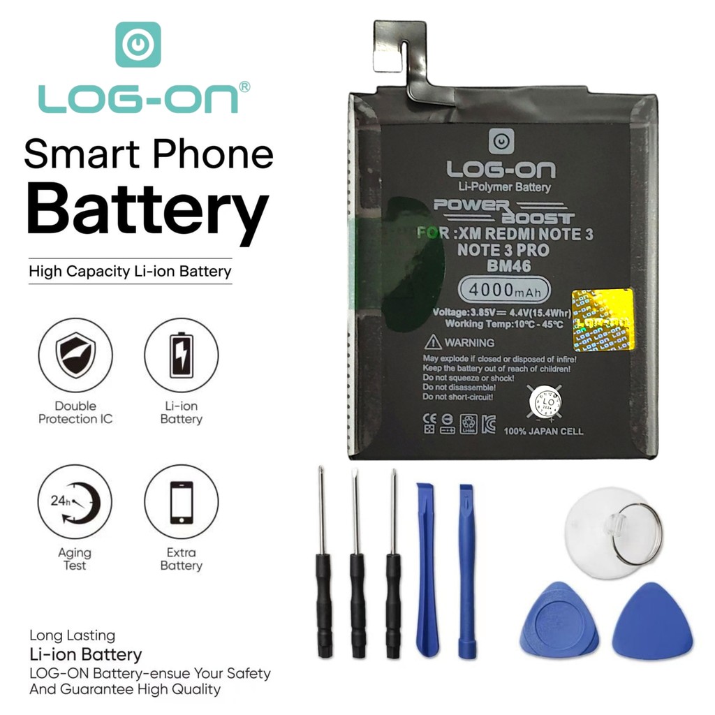 Jual LOG ON BATERAI XIAOMI REDMI NOTE 3 / NOTE 3 PRO BM46 BATRE POWER ...