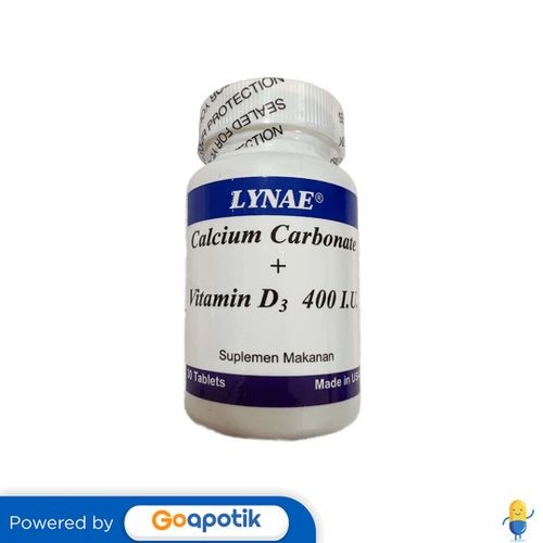 Jual Lynae Calcium Carbonate+Vitamin D3 400 Iu Botol 30 Tablet | Shopee ...