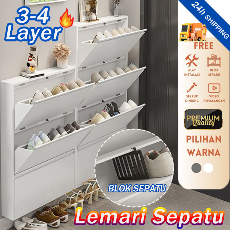 Jual Lemari Sepatu Susun Estetik 2 - 4 Layer Rak Sepatu Besi Tertutup ...