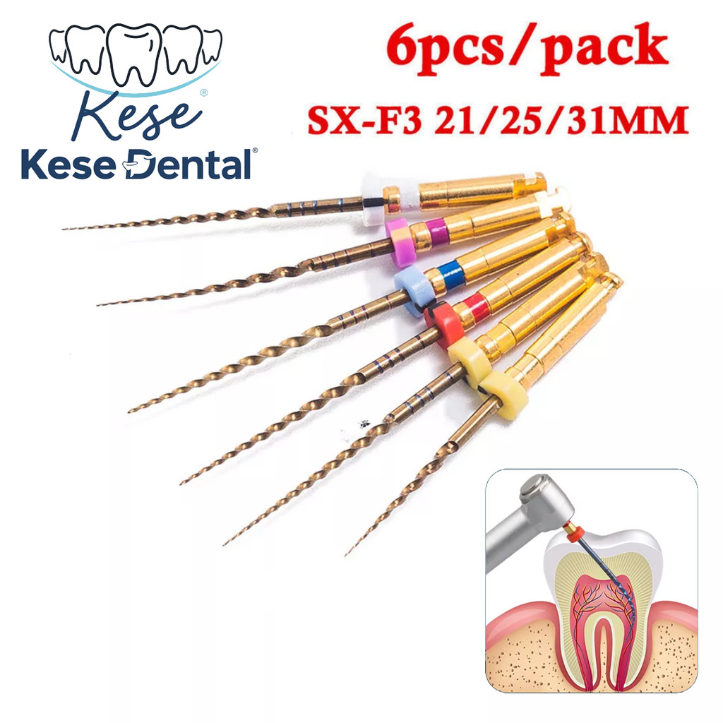 Jual 6Pc Endodontic Dental endo files pro gold taper NITI Root canal ...