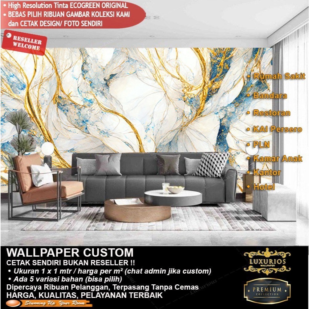 Jual New Wallpaper 3D Custom Marble Sticker Dinding Marmer Granit Batu ...