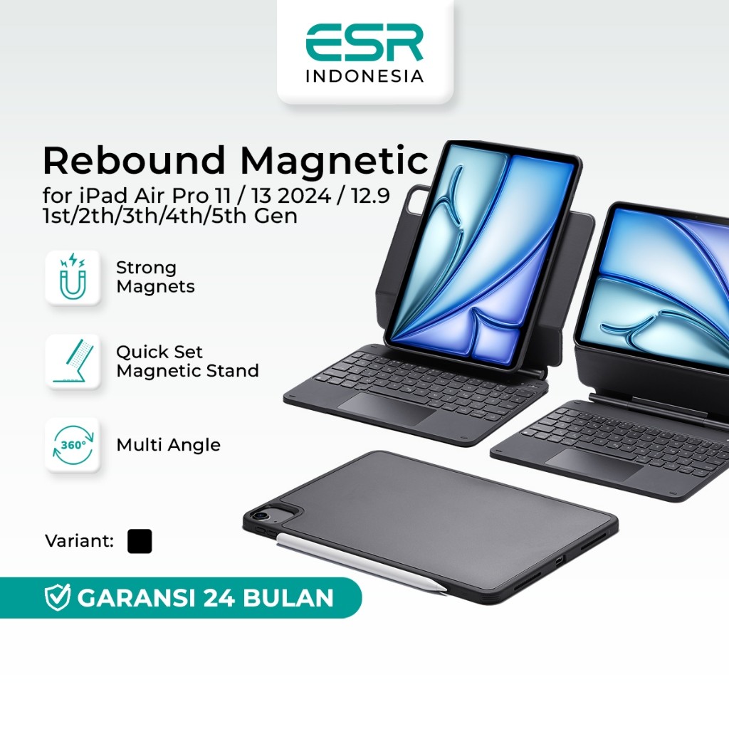 Jual ESR Rebound Magnetic Keyboard Case 360 iPad Air Pro 11 13 2024 12. ...