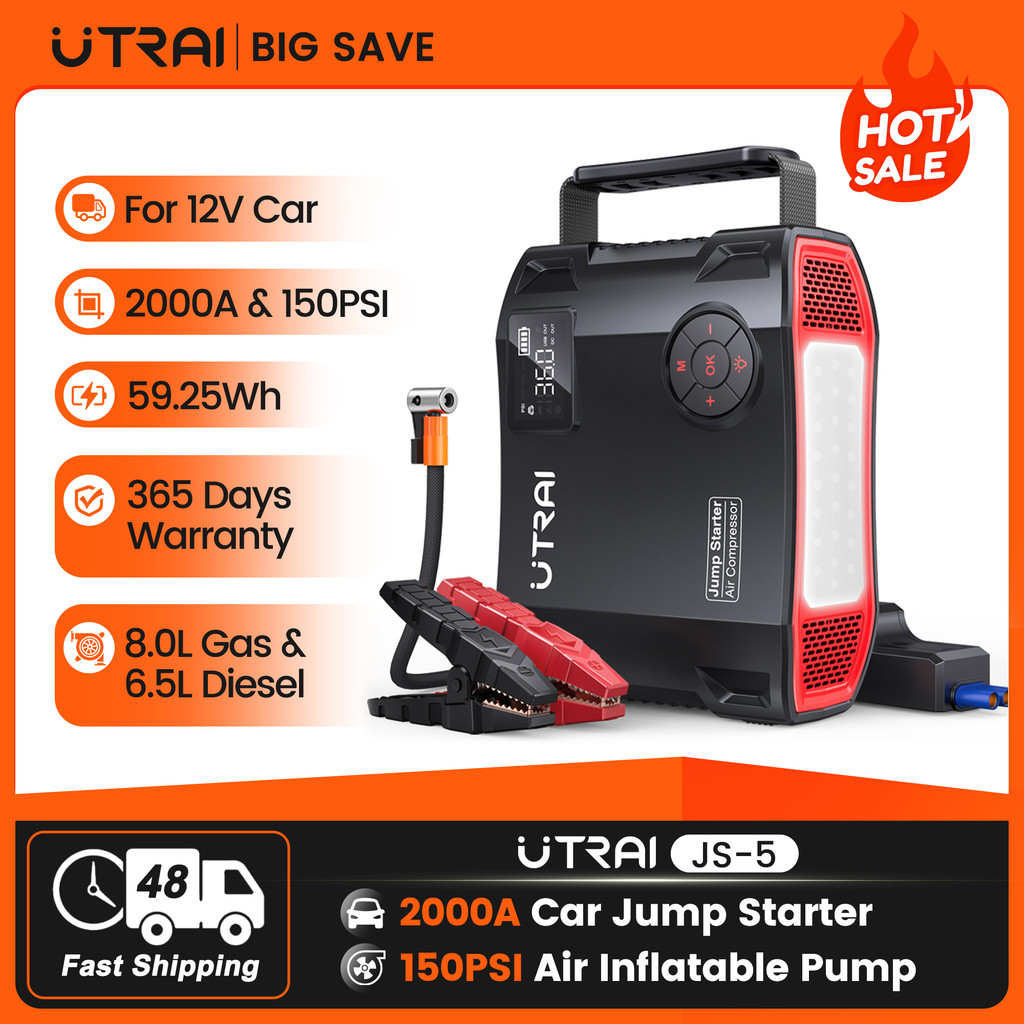 Jual UTRAI 2000A 4 in 1 Car Jump Starter Emergency Booster 150PSI Air ...