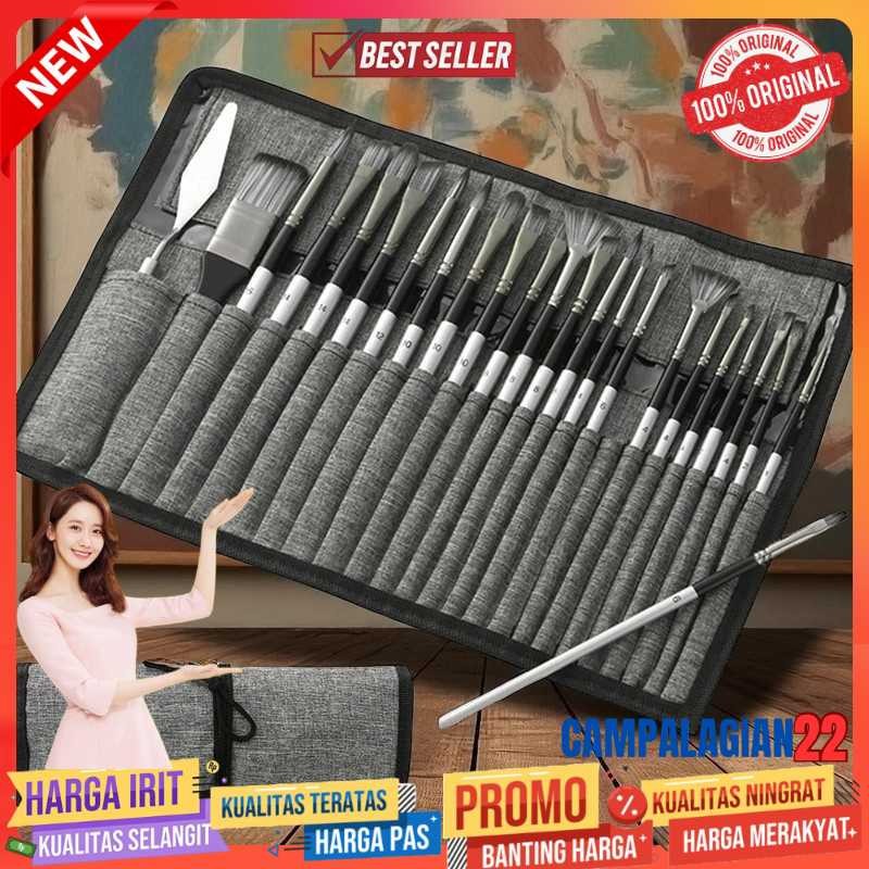 Jual WESEEKART Set Kuas Lukis Cat Air Minyak Nylon Paint Brush 24 PCS ...