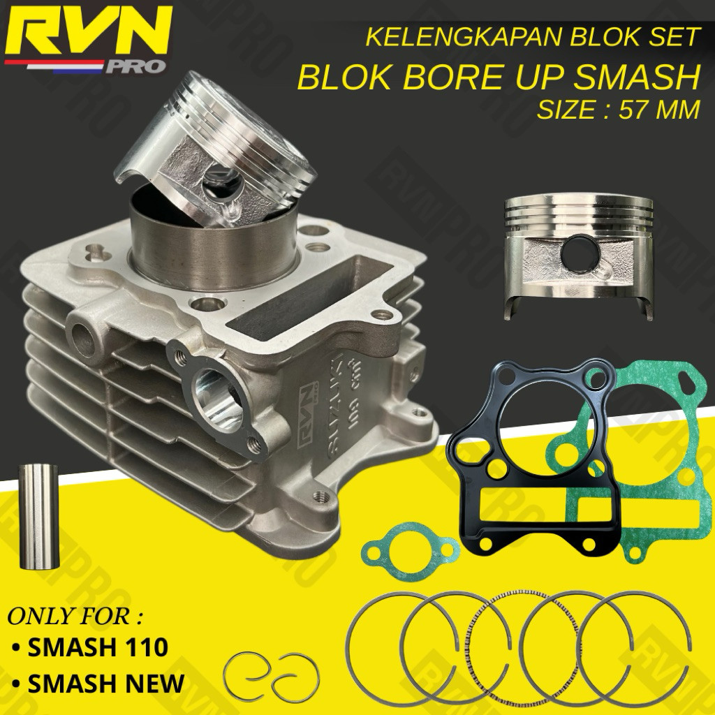 Jual RVN CYLINDER BLOK SEHER BORING KOMPLIT BORE UP SMASH 110 SMASH NEW ...