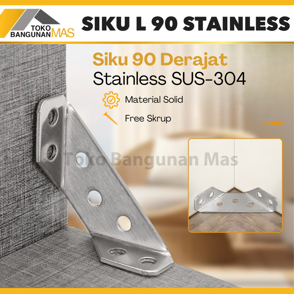 Jual Bracket Siku Ambalan Sudut Kabinet Stainless SUS-304 Free Skrup ...