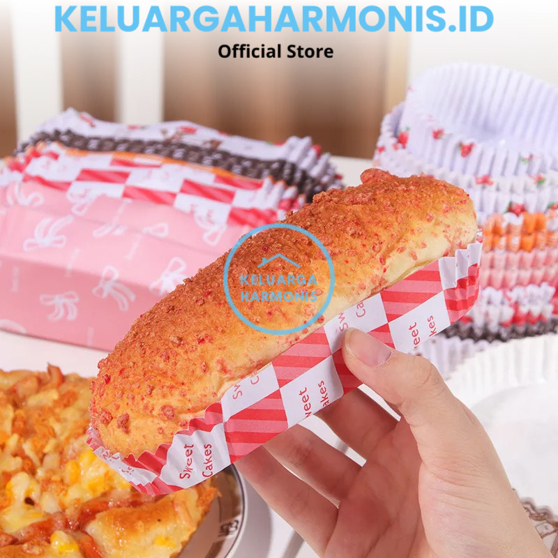Jual KH Paper Cup Case Roti Bulat Motif Kincir Strawberry Laminating ...