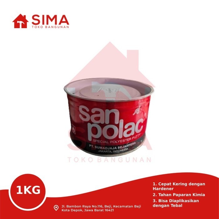 Jual Dempul San Polac Plastik 1 Kg Sanpolac Polyester Putty Mobil ...