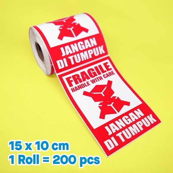Jual Sticker Jangan Ditumpuk Label Pengiriman Fragile Handle with Care ...