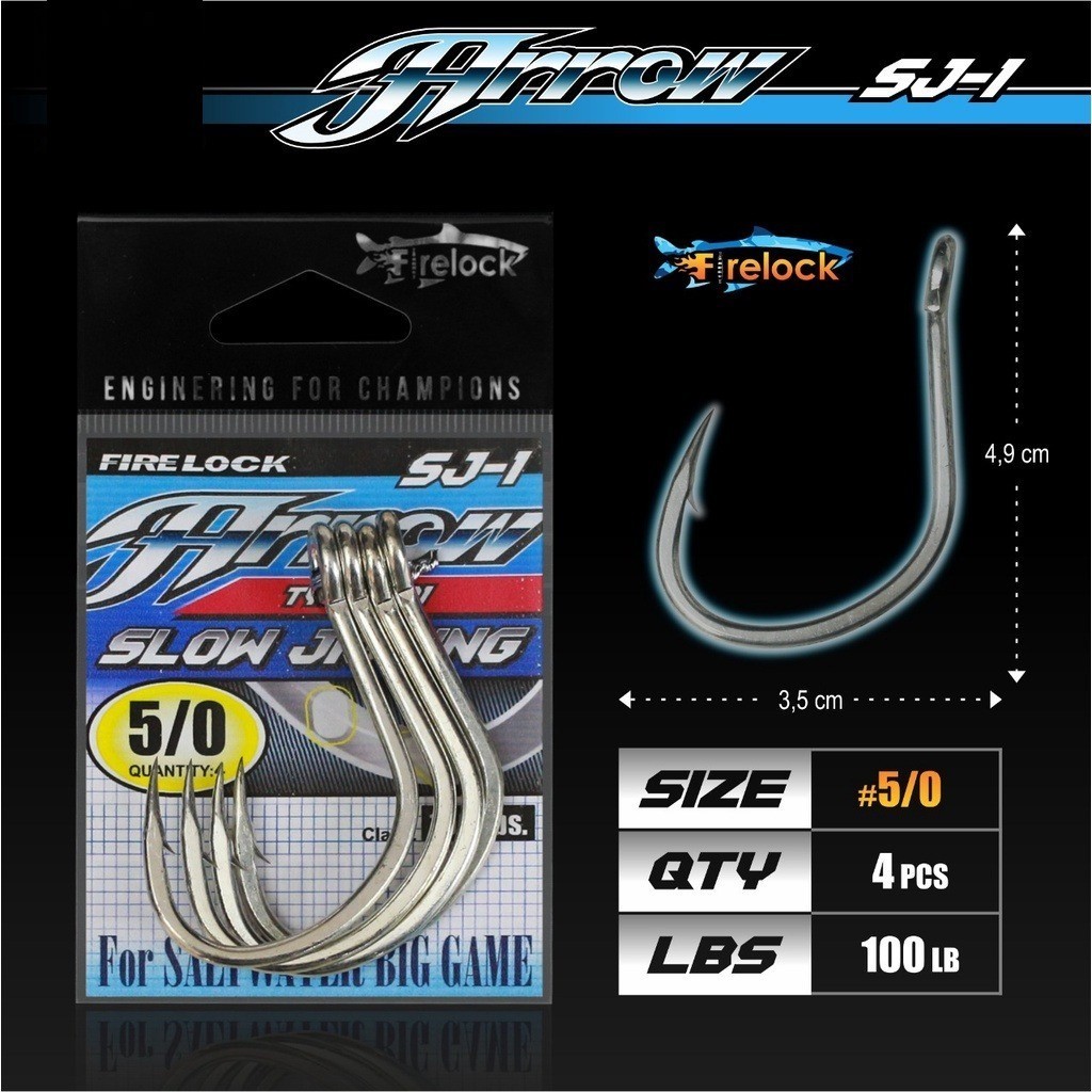 Jual EXTRA BONUS | Kail Pancing Hook FIRELOCK ARROW SJ-1 SLOW JIGGING HOOK | BAIT RING & FLAT ...