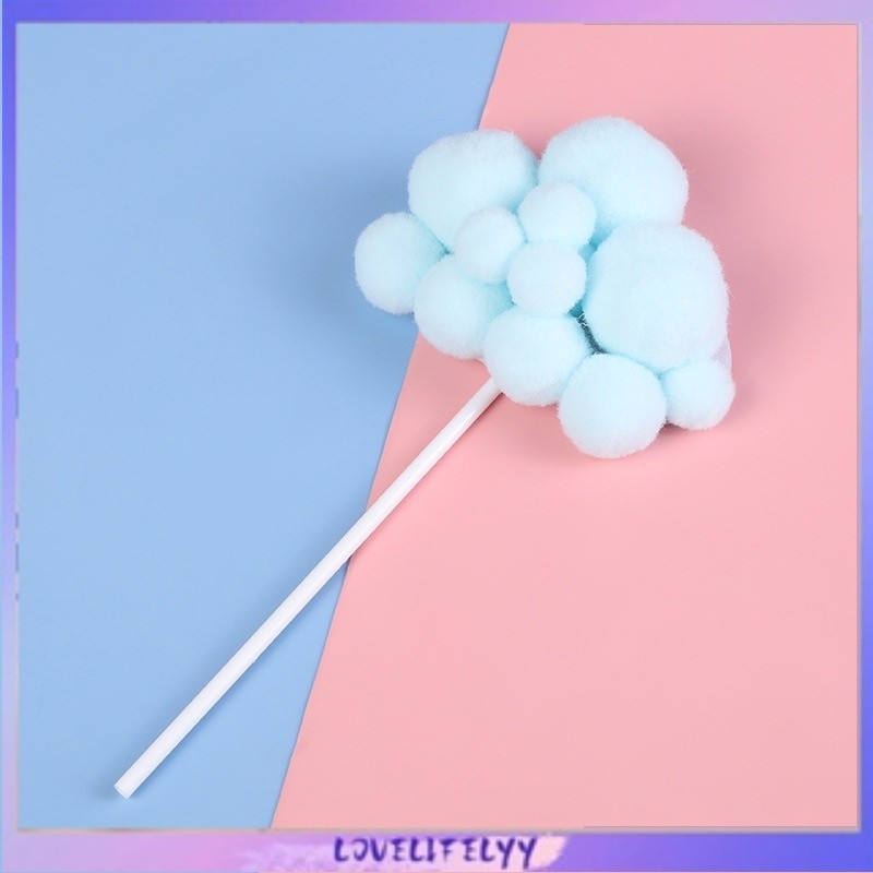 Jual blue cake topper awan 3D pompom / hiasan cake awan cloud pompom ...