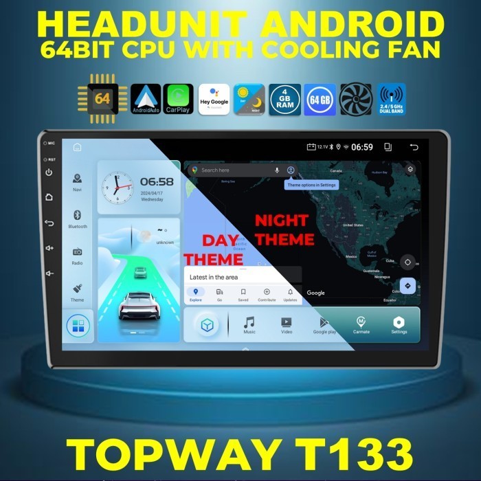 Jual Headunit Android 9 inch Topway T133 RAM 4GB ROM 64GB IPS QLED Full HD 1280*720 Cooling FAN ...