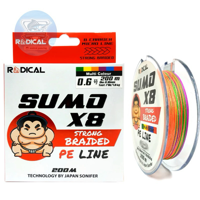 Jual SENAR PANCING PE RADICAL SUMO X8 200m ( MULTICOLOR & DARK GREEN ...