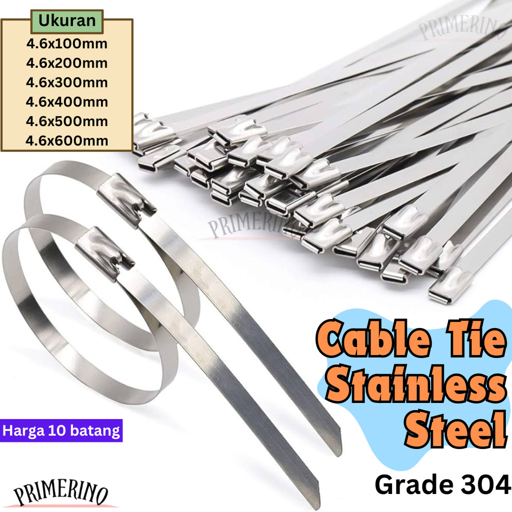 Jual (10 PCS) Cable Tie Stainless Steel 10cm s/d 60cm / Kabel Ties Besi ...