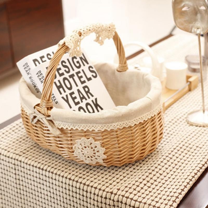 Jual Rattan Picnic Basket Seaweed Wicker Rattan Hanging Flower Hand ...