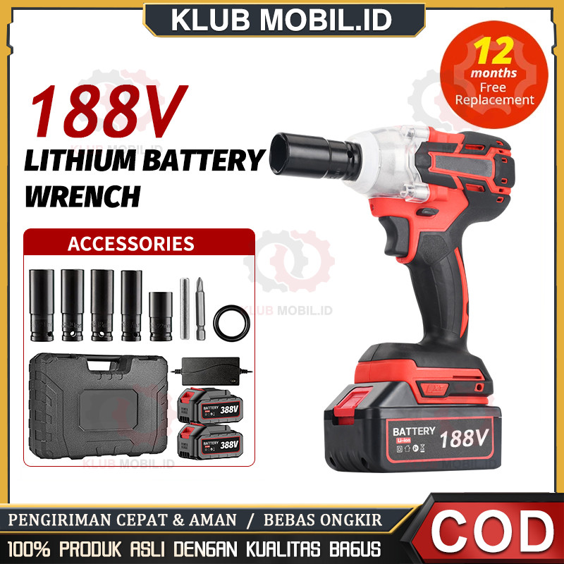 Jual Impact Wrench Tool Cordless 2000N/M 188V Torsi besar Mesin Bor ...