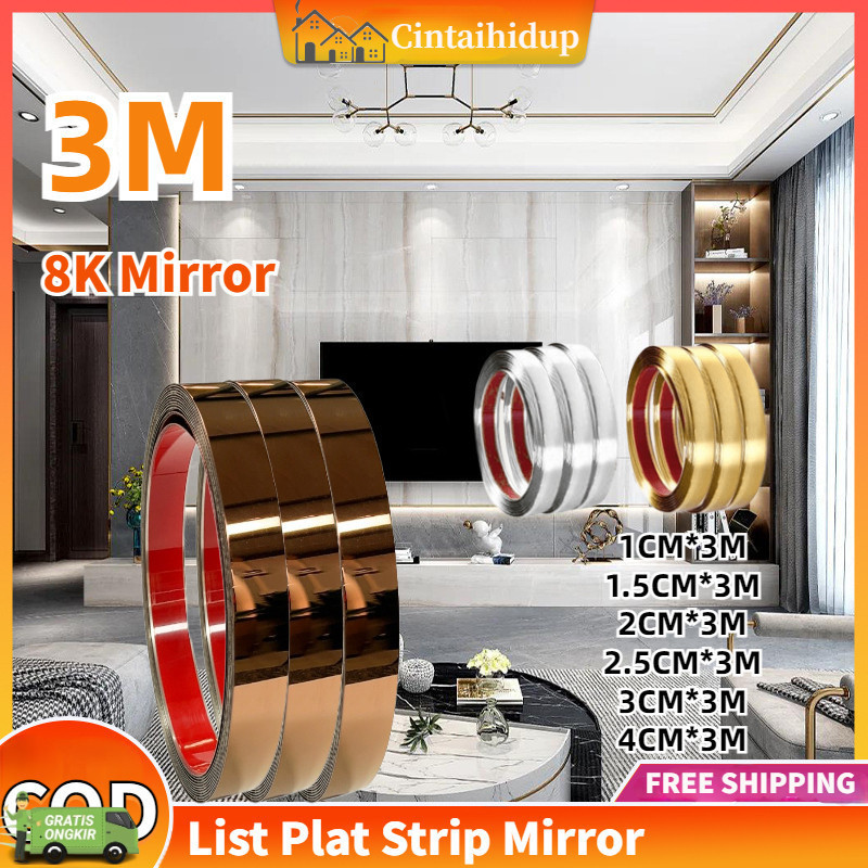 Jual 3M List Plat Strip Mirror - Stiker Dekorasi Lantai Keramik /List ...