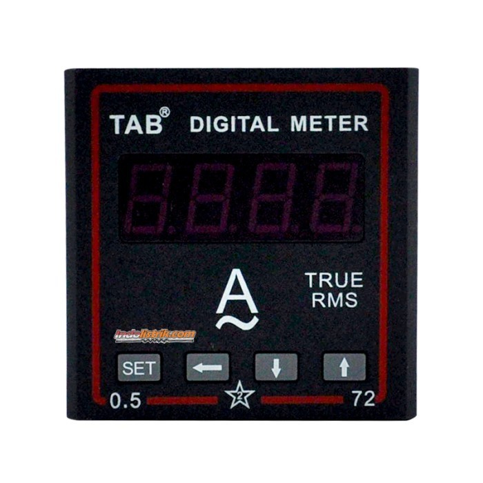 Jual Ampere Meter Digital LED 72 x 72 Via CT / 5 A AC TAB - Hitam ...