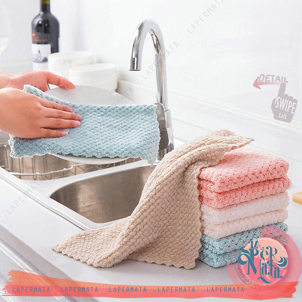 Jual Lap Dapur Coral Kain Lap Piring 15 x 20 cm Serbaguna 1 Warna - LPM ...