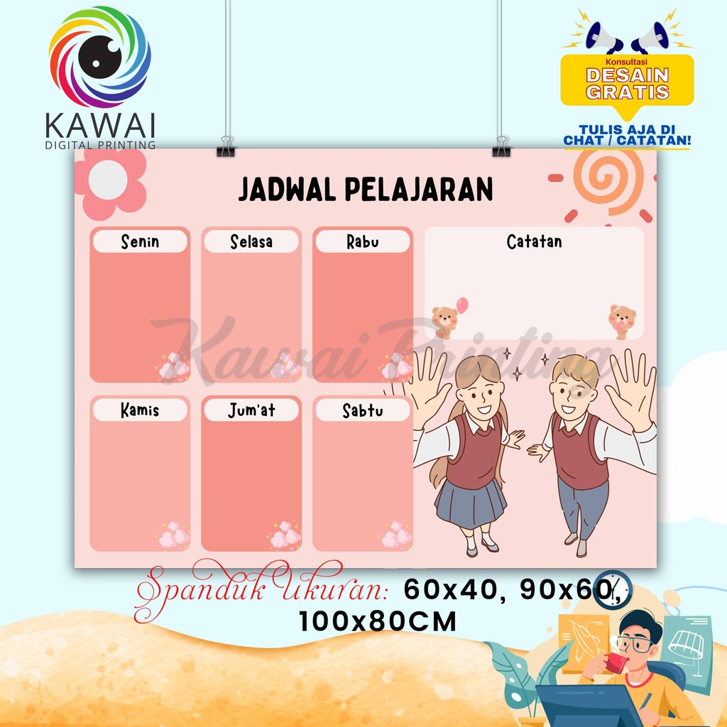 Jual SPANDUK / BANNER Jadwal Pelajaran Pink Free Desain | Shopee Indonesia