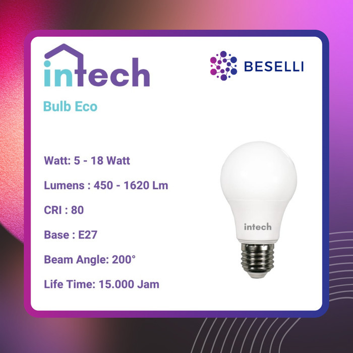 Jual InTech Bohlam LED Bulb 5W, 7W, 9W, 12W, 15W, 18W - Putih ( Super ...