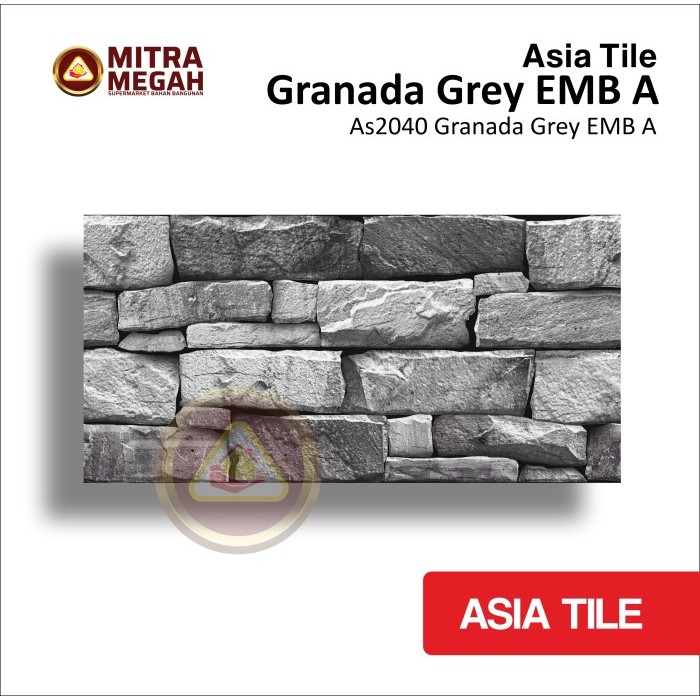 Jual KERAMIK ASIA TILE 20X40 GRANADA GREY EMB A | Shopee Indonesia