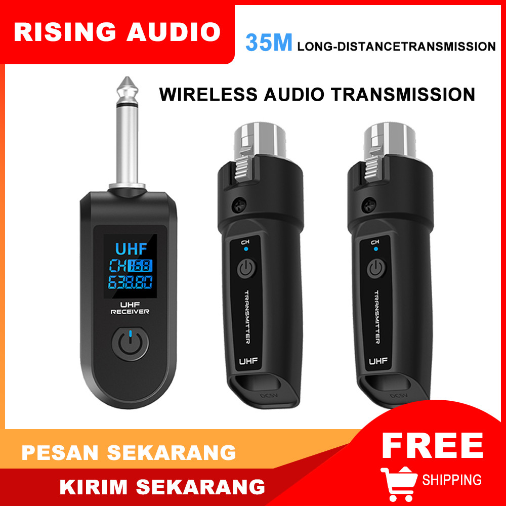 Jual RISING AUDIO microphone guitar UHF wireless transmission system ...