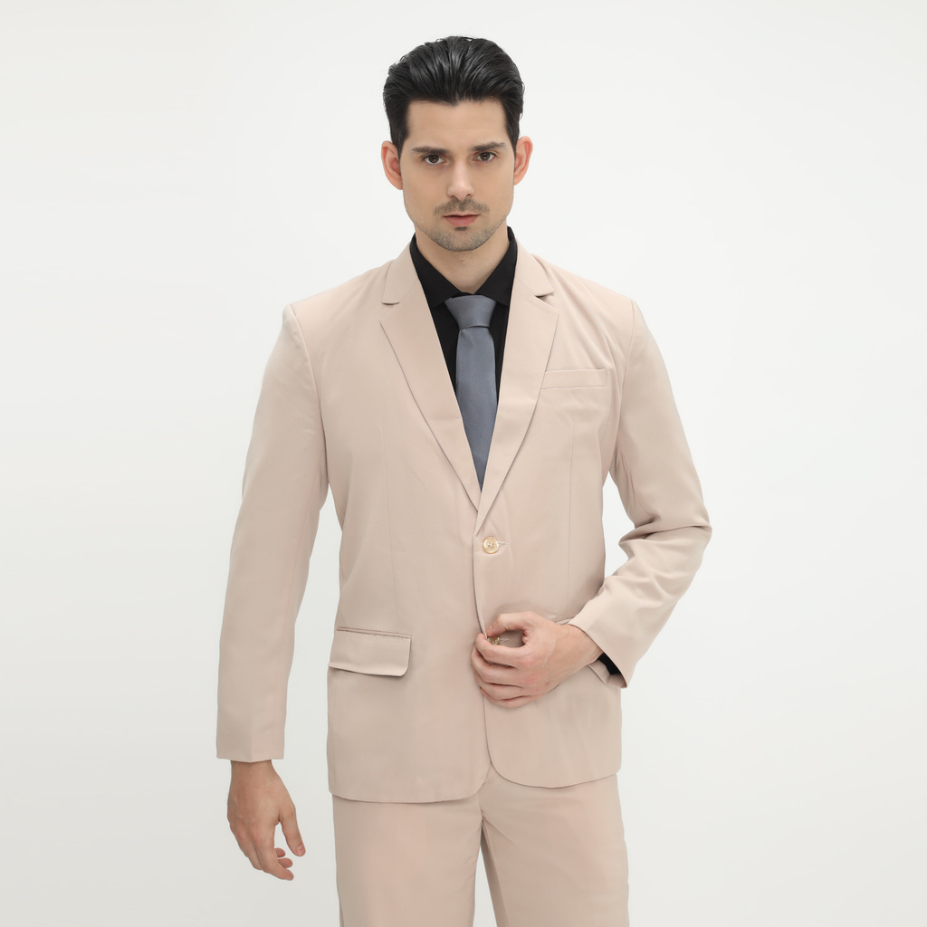 Jual Code Male Jas Blazer Pria Cream Kancing2 Slim Fit | Shopee Indonesia