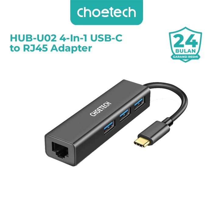 Jual Choetech Adapter HUB Multiport 4 in 1 USB Type C to RJ45 + 3U ...