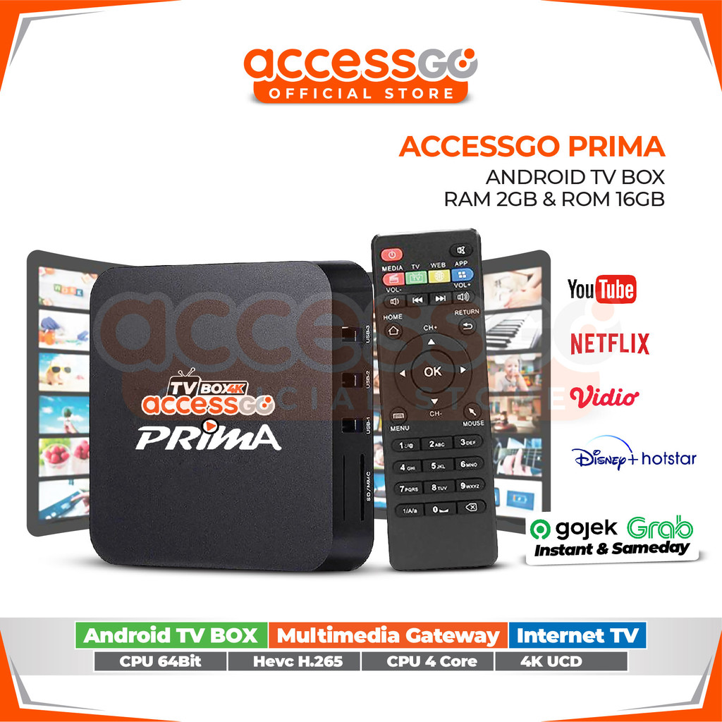 Jual ANDROID TV BOX 4K ACCESSGO PRIMA RAM 2GB & ROM 16GB | Shopee Indonesia