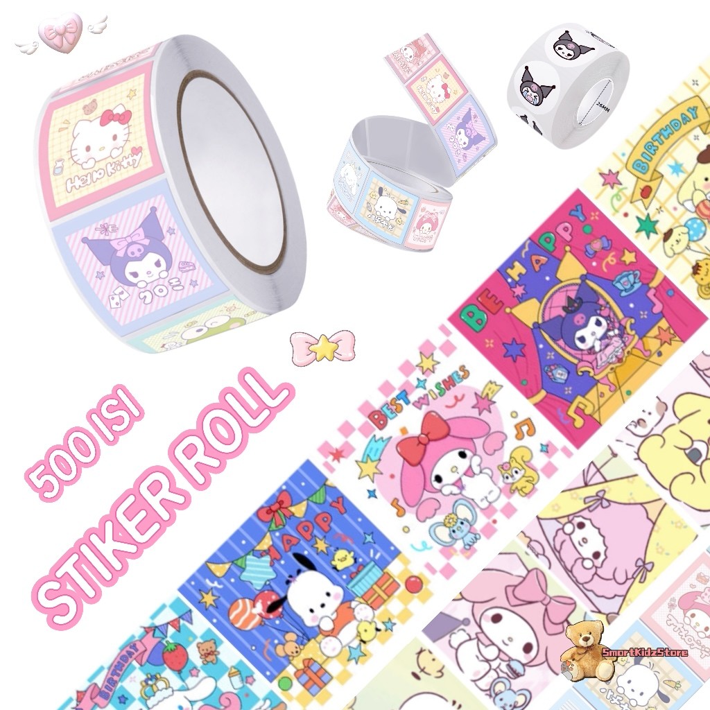 Jual Isi500 Sticker Roll Kartun Birthday Thank You Label Lucu Lembar ...